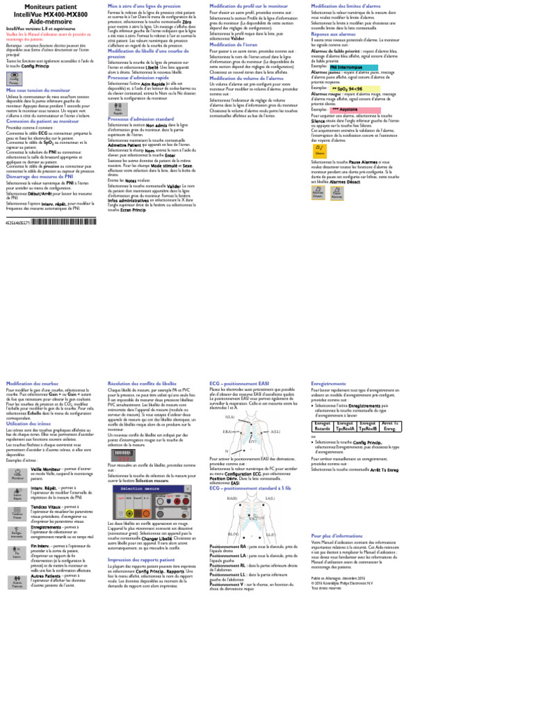 MX400-800 IntelliVue Patient Monitor Quick Guide 4535 646 05571 (FRA) | PDF