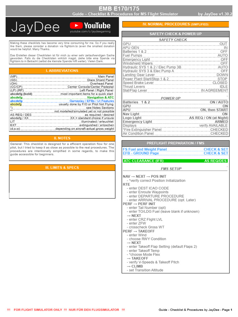 JDs CL - EMB E175 - 1.30.2 | PDF
