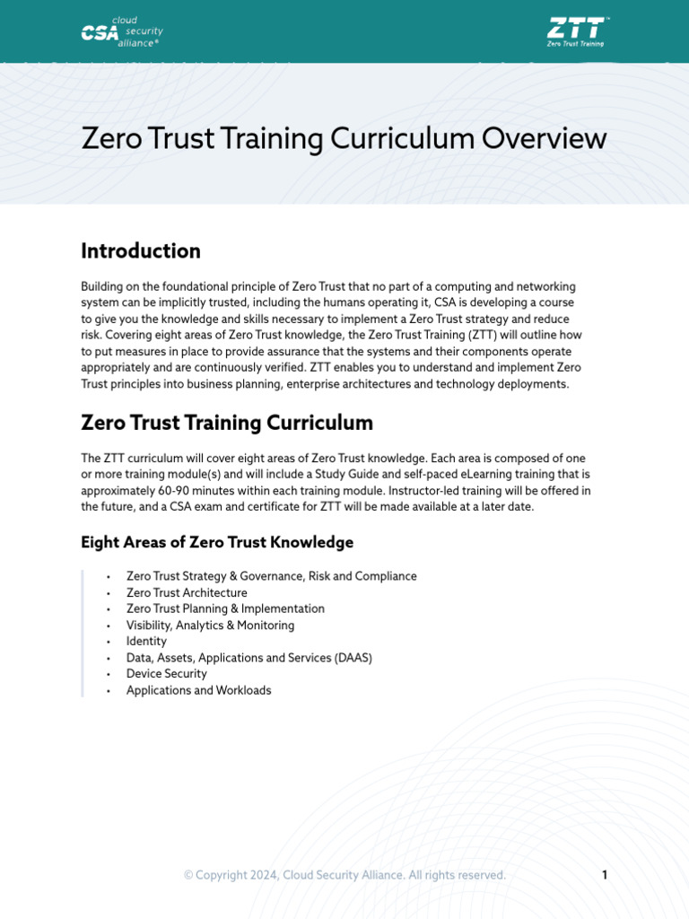 ZTT Curriculum Overview | PDF