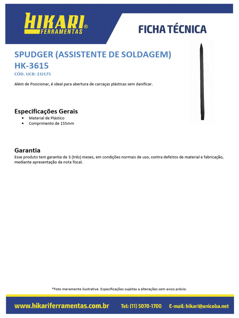 Ficha Tecnica Hikari Spudger HK 3615 | PDF