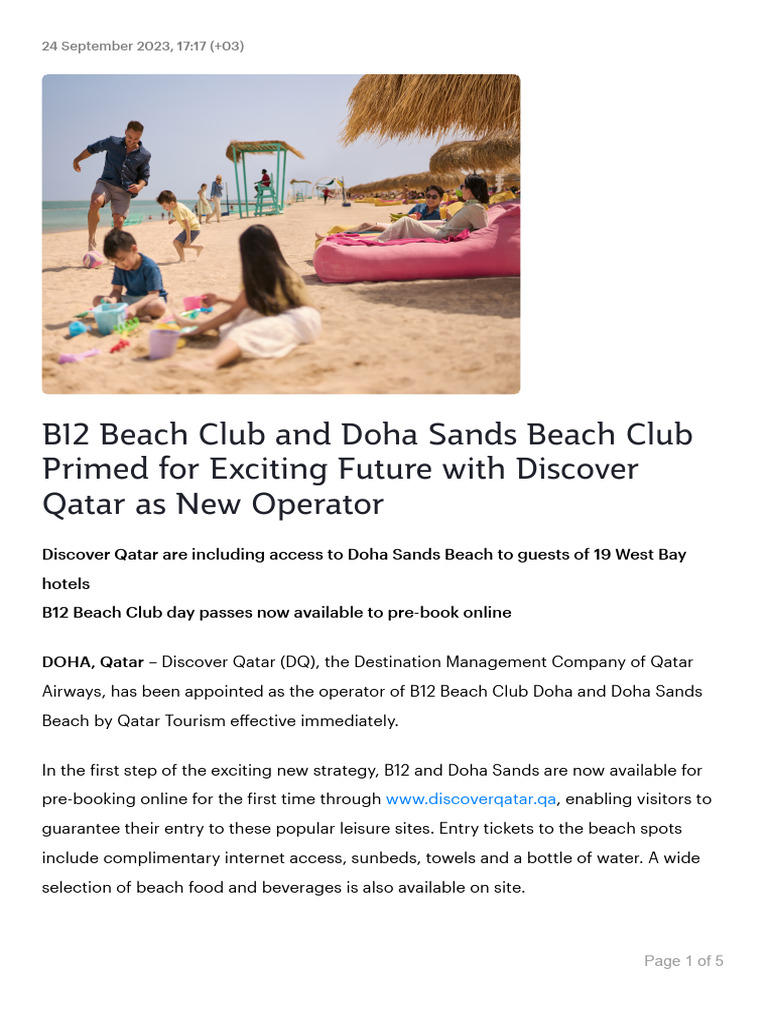 b12 Beach Club and Doha Sands Beach Club | PDF