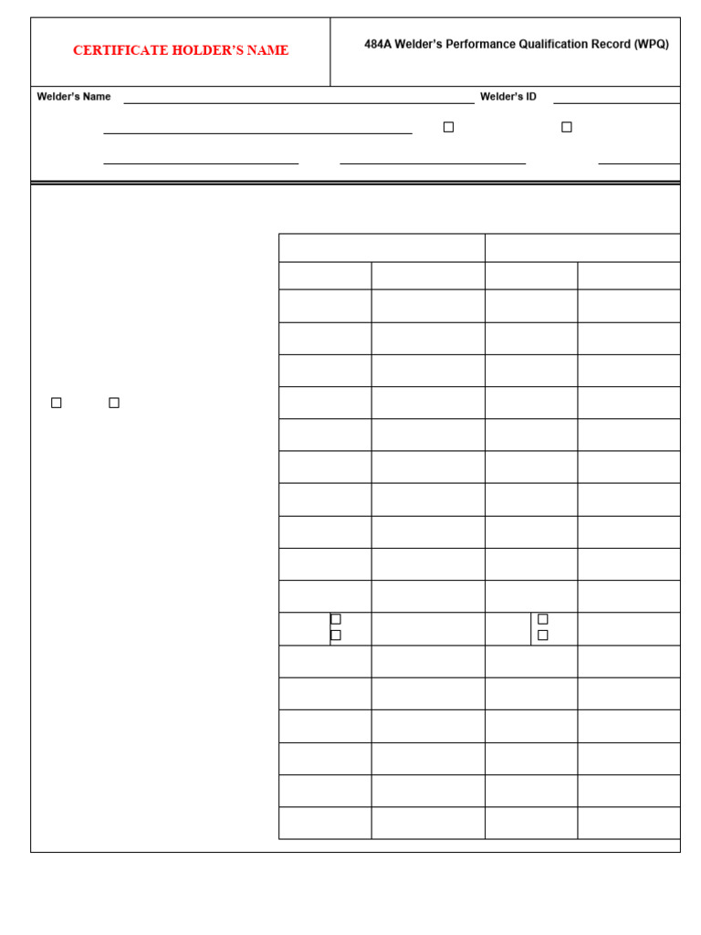QW-484 WPQ, 2011 Instructions | PDF