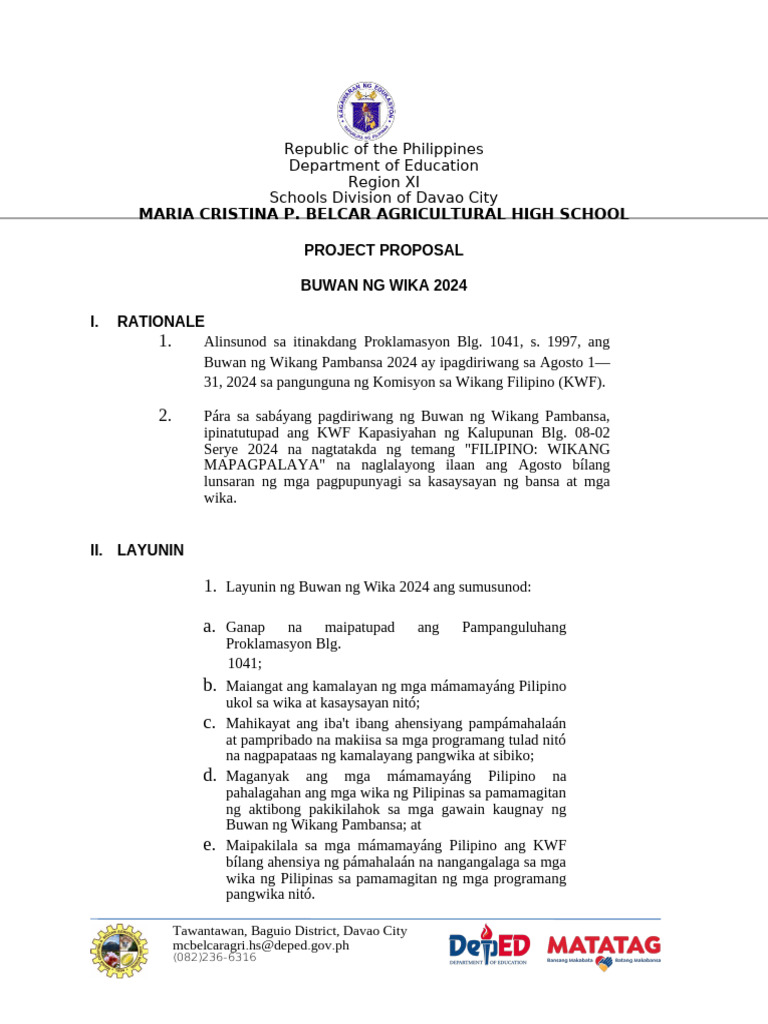 Buwan NG Wika Proposal 24-25 | PDF