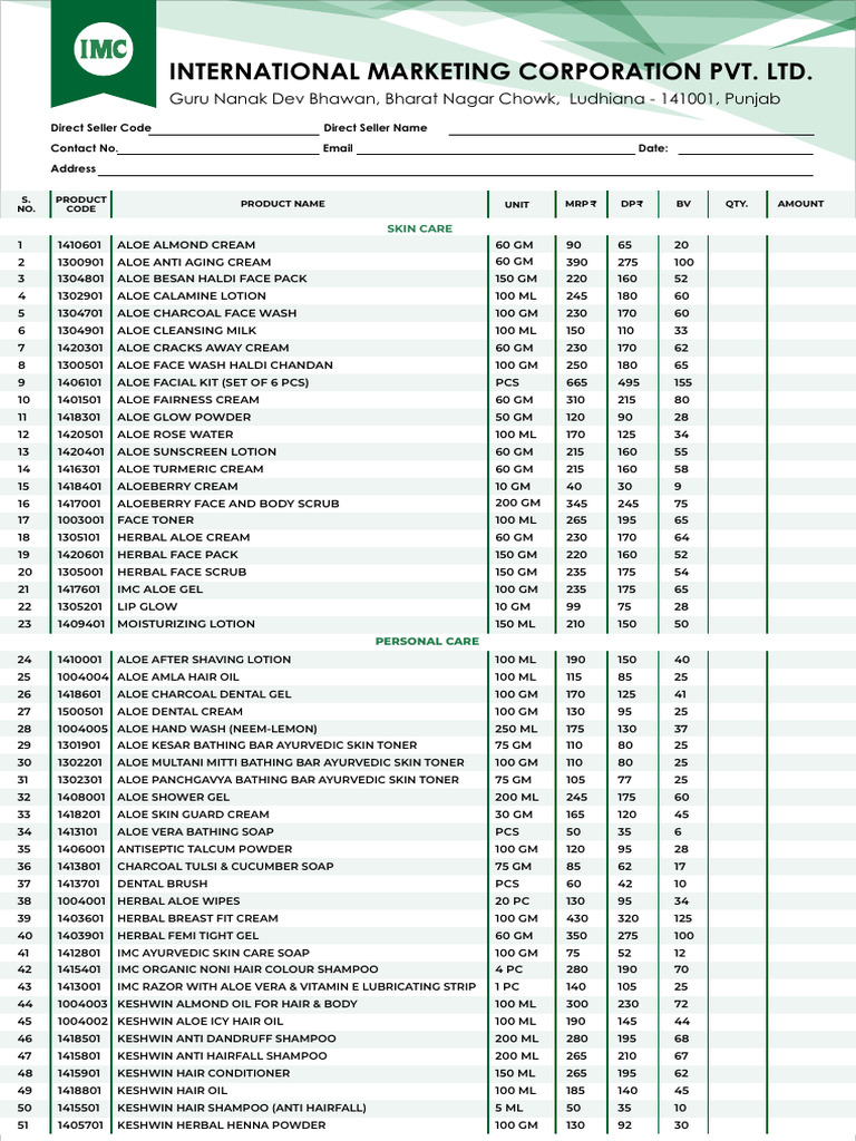 IMC RATE - LIST - Aug2024 | PDF