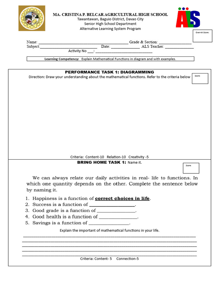 Grade 11 (Als) - General Mathematics (Module 1-w1) | PDF