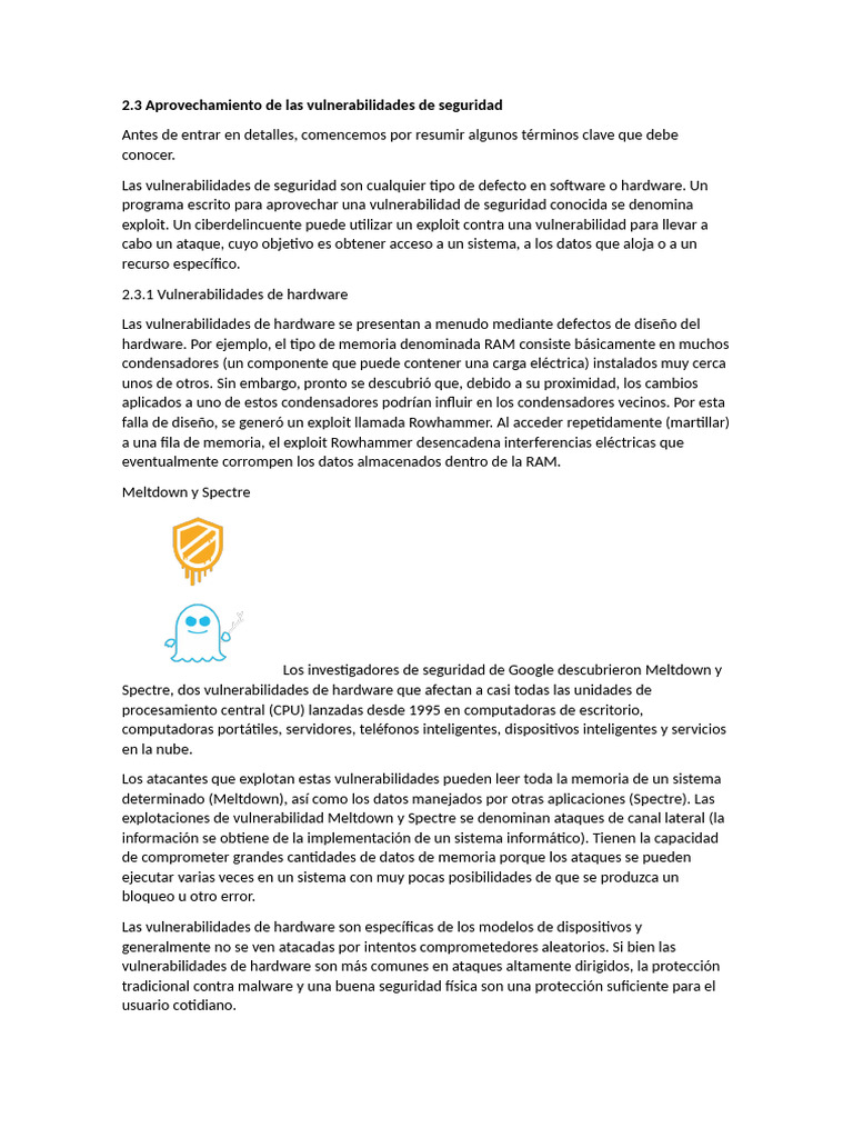 2.3 Aprovechamiento de Las Vulnerabilidades de Seguridad | PDF