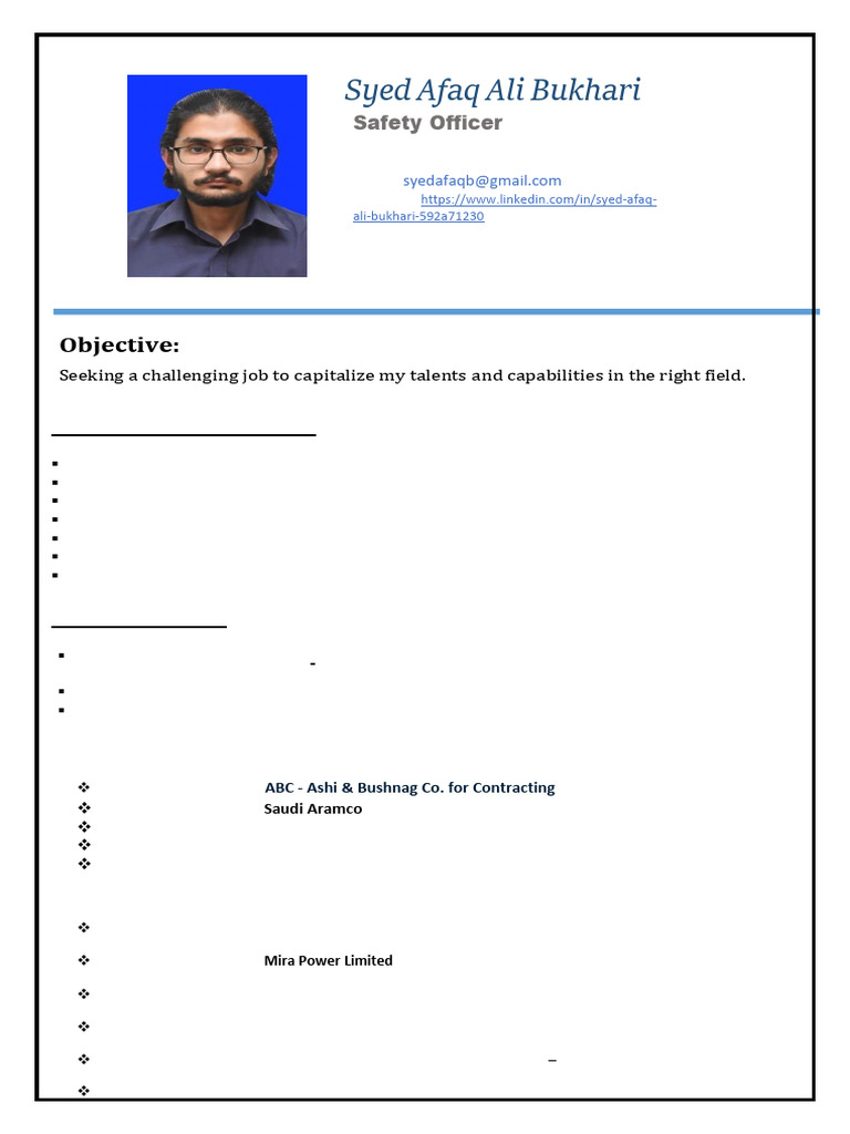 Syed Afaq Ali CV | PDF