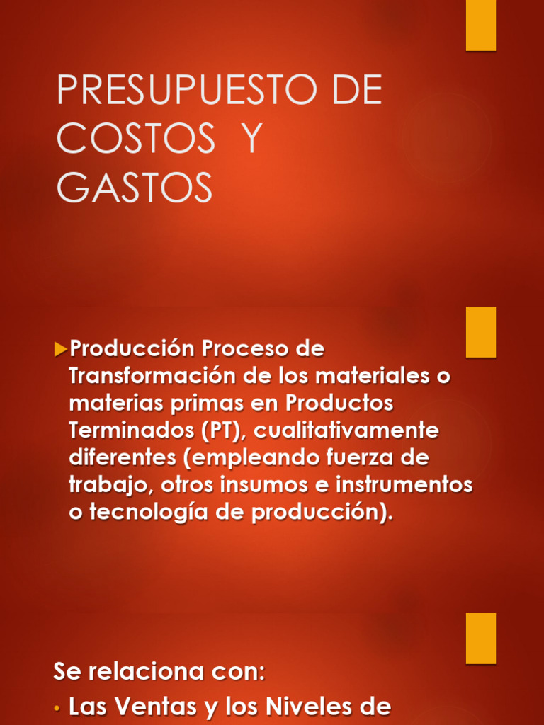 PRESUPUESTO DE COSTOS Y GASTOS | PDF