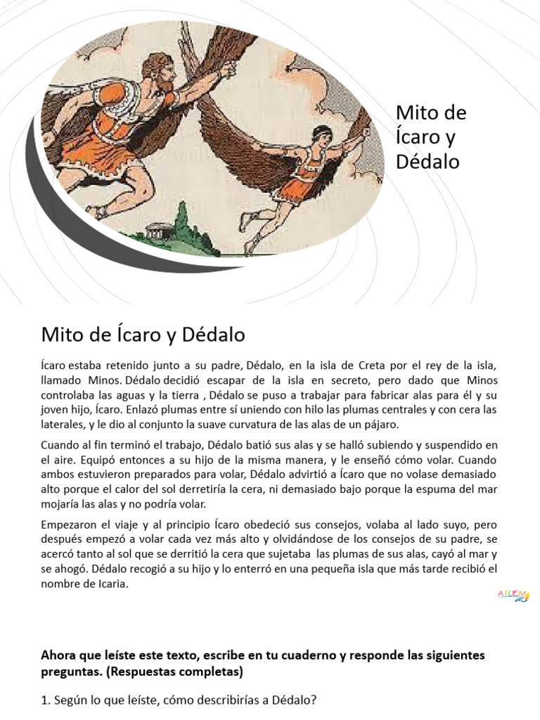 Tarea Mito de Ícaro y Dédalo | PDF