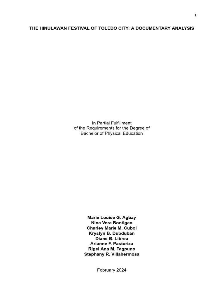 The Hinulawan Festival of Toledo City A Documentary Analysis | PDF