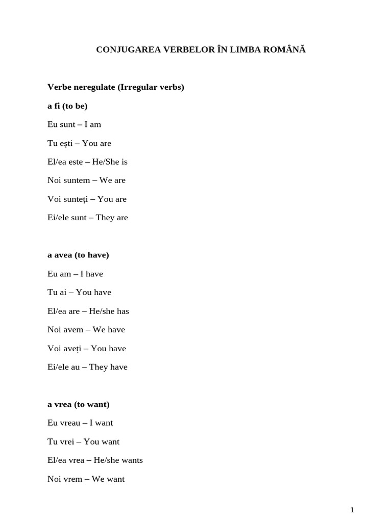 Conjugarea Verbelor În Limba Română | PDF