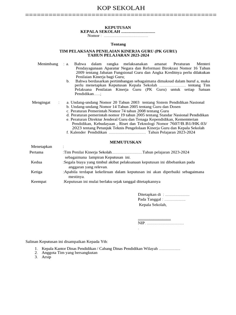 Contoh Template SK PKG | PDF