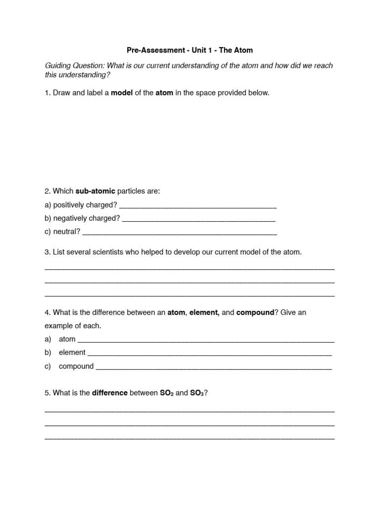 1.2.1. Pre-Assessment - IB Chemistry | PDF