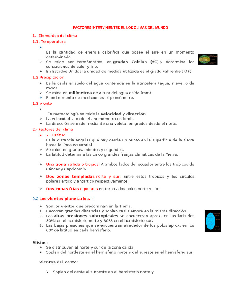 Factores Intervinientes El Los Climas Del Mundo | PDF