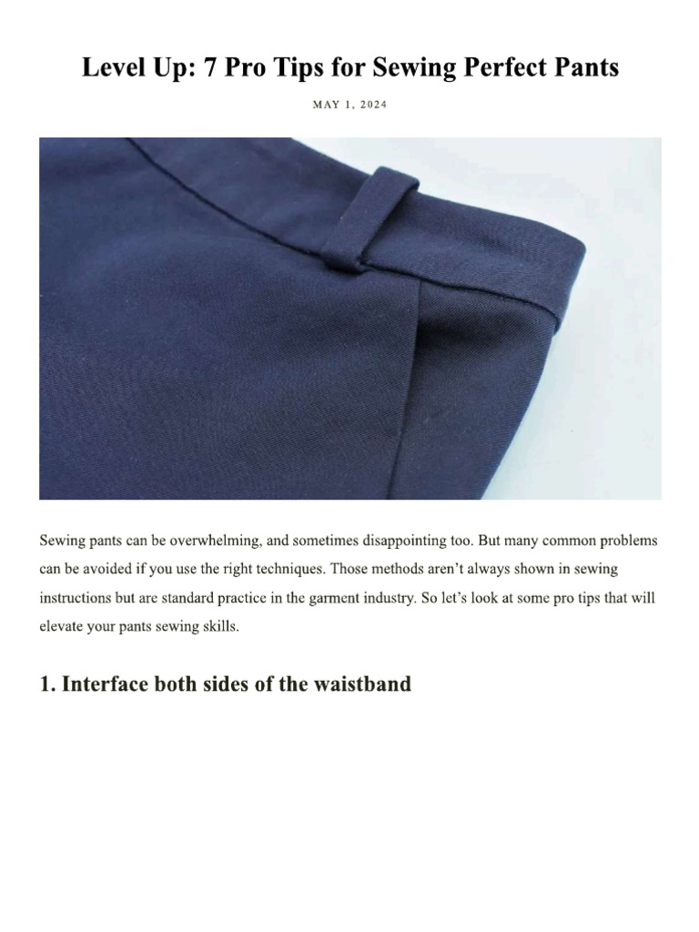 Level Up - 7 Pro Tips for Sewing Pants - The Last Stitch | PDF