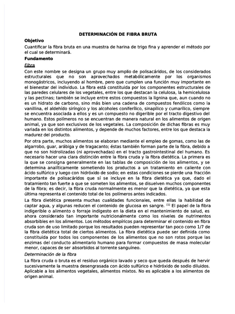 PDF Determinacion de Fibra Bruta - Compress | PDF
