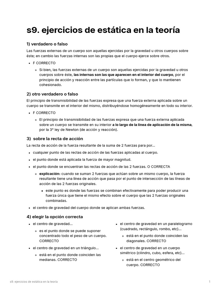 Ejercicios de Estática en La Teoría | PDF