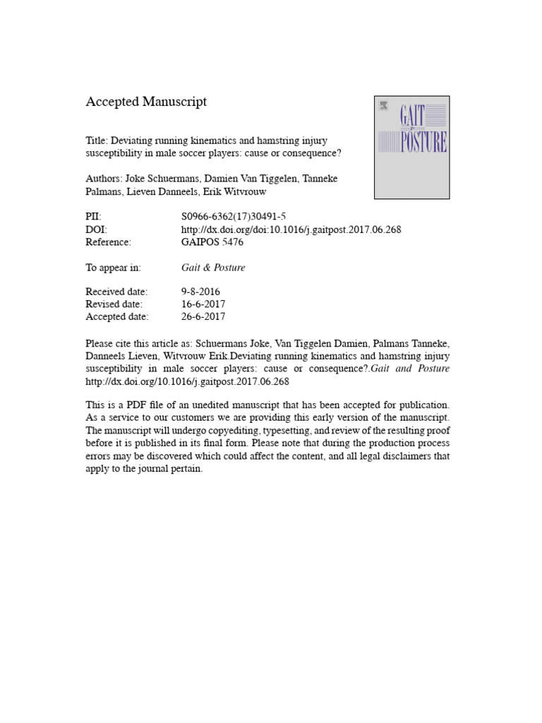Deviating Running Kinematics and Hamstri | PDF