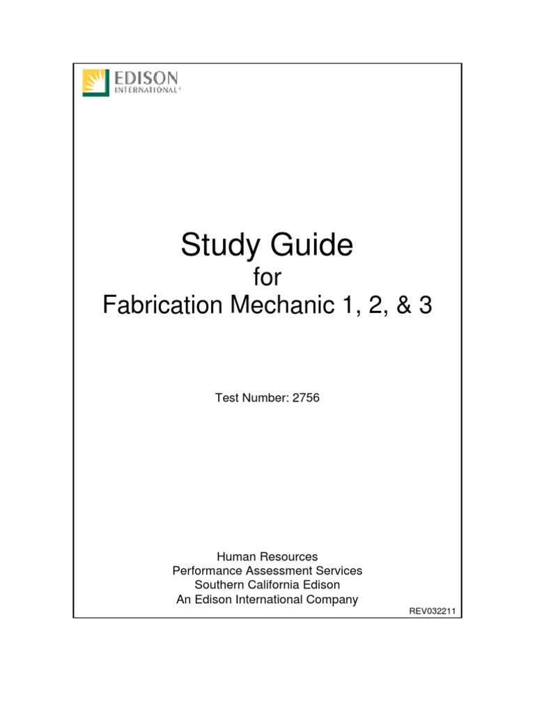 Fabrication Mechanic Test Study Guide | PDF | Multiple Choice | Test ...