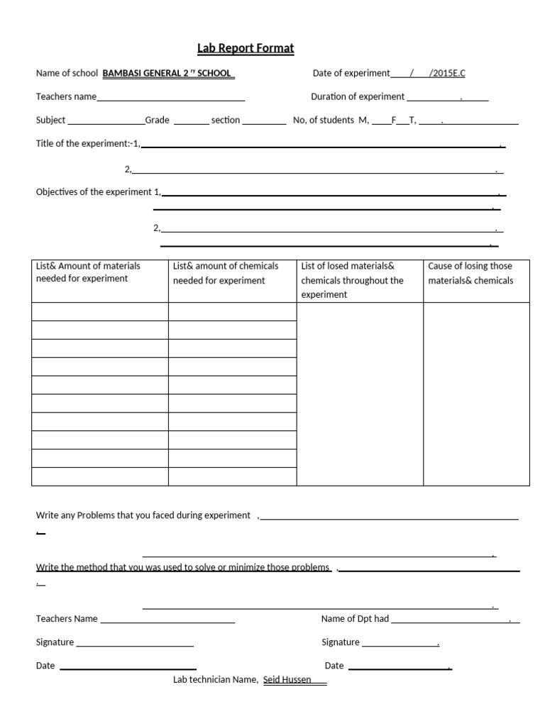 Laboratory Report Format - 1 | PDF | Laboratories | Experiment