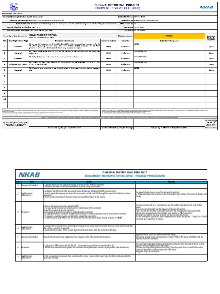 TRN LNT EV03 879 NKAB 5209 Submission of Material Approval For ...