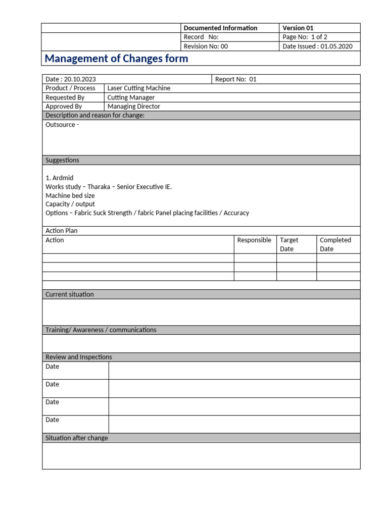 MOC Form | PDF