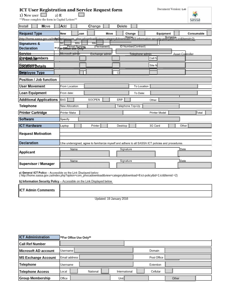 ICT Service Request Form Blank PDF | PDF