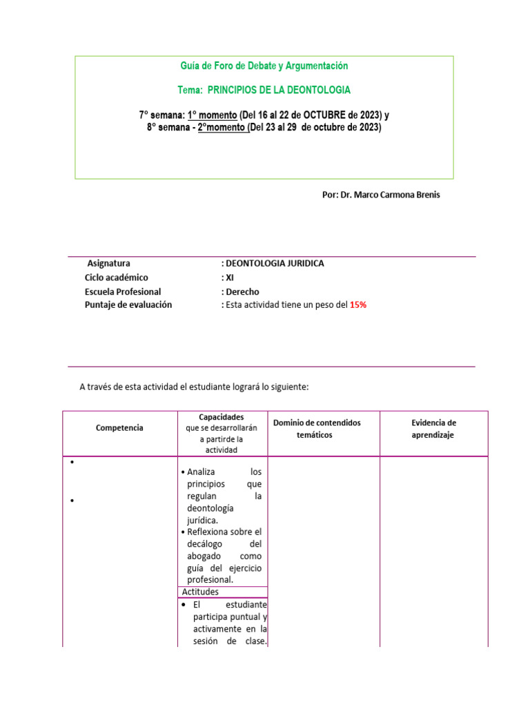 Foro de Debate y Argumentación Guía | PDF