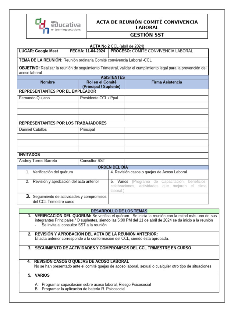 Modelo Acta CCL Final | PDF | Latter Day Saint Organizations | Career & Growth