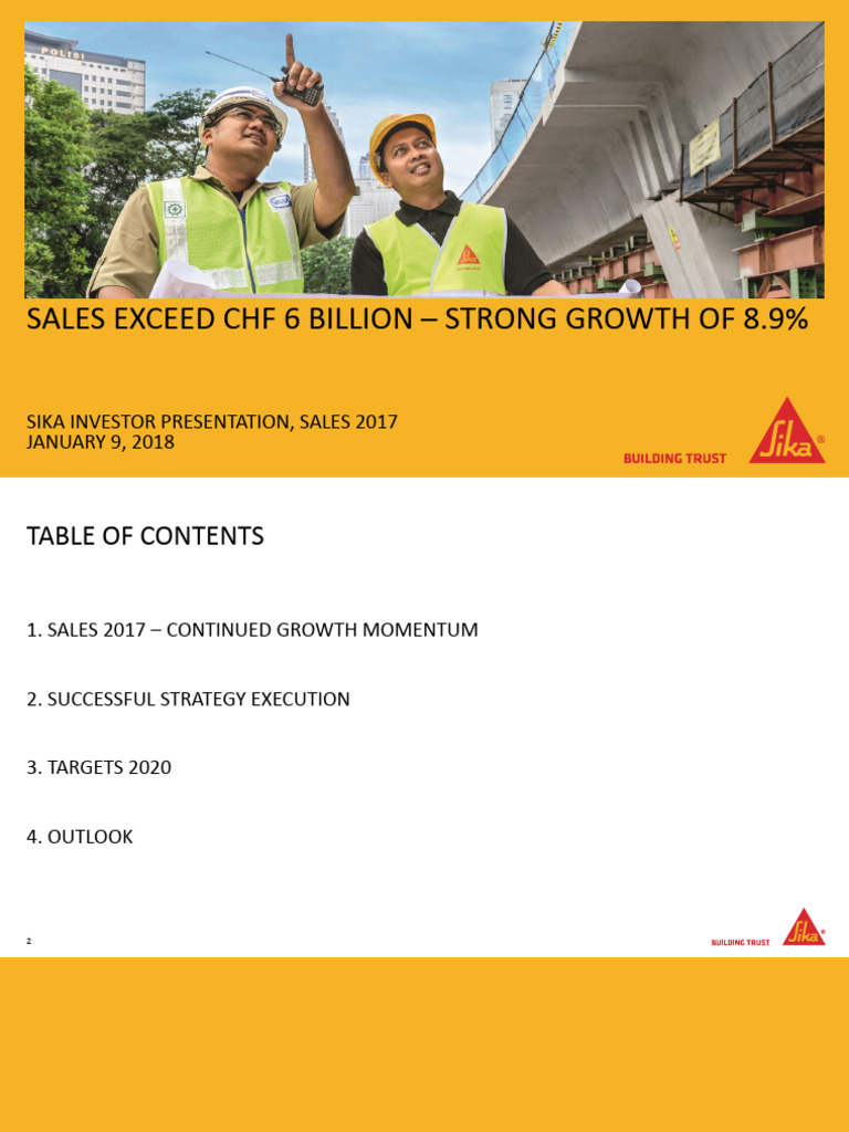 Sika Investor Presentation January 2018 | PDF