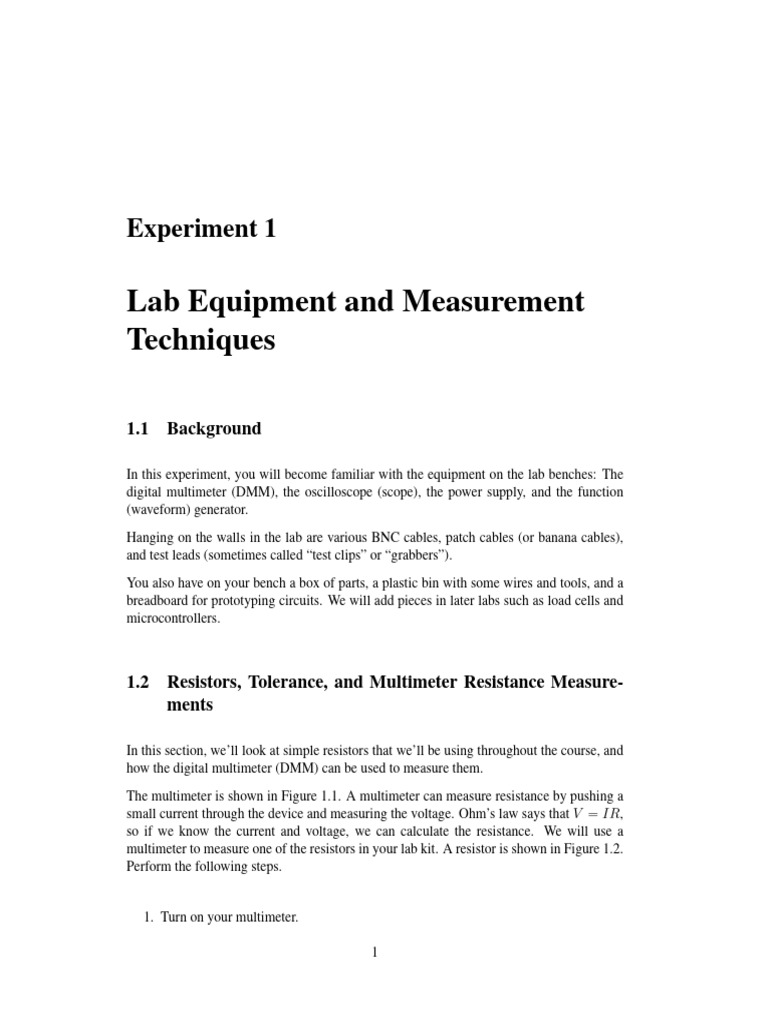 Experiment 1 Manual | PDF