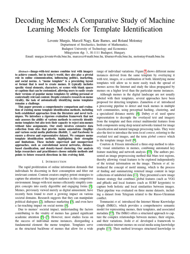 Meme Template Identification Methods | PDF | Cluster Analysis ...