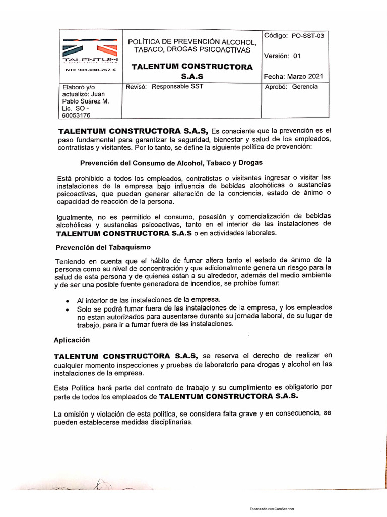 Politicas Talentum | PDF