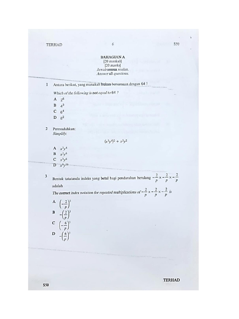 Ramalan Maths 2023 Set 3 Soalan | PDF