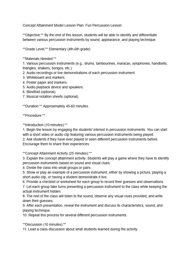 Concept Attainment Model - Perc! | PDF