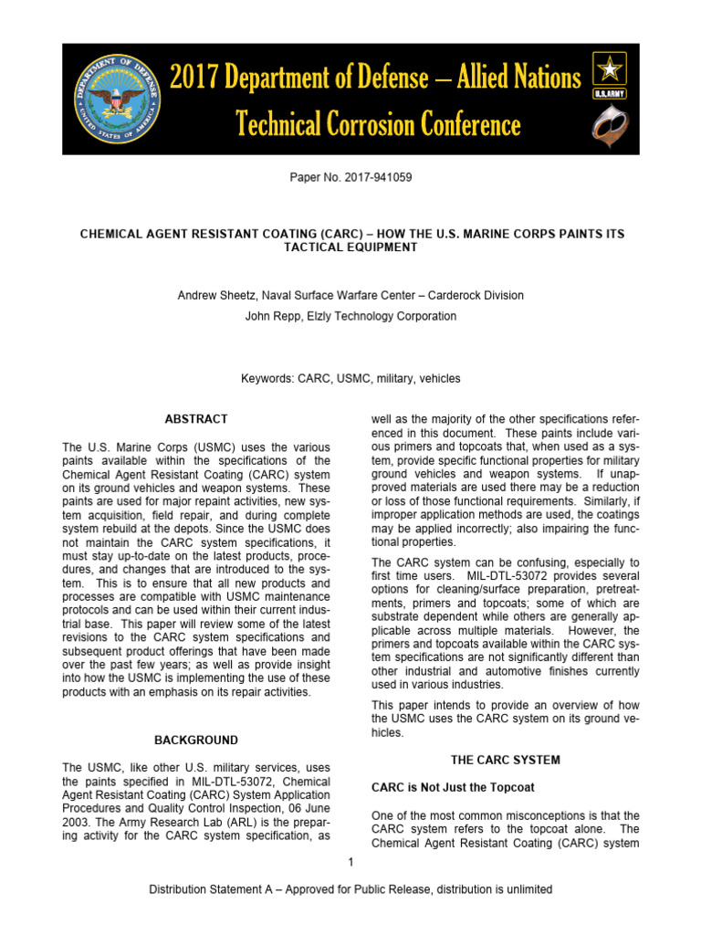 Chemical Agent Resistant Coating (CARC) - How The U.S. Marine Corps ...