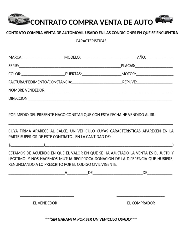 Contrato Compra Venta de Auto | PDF