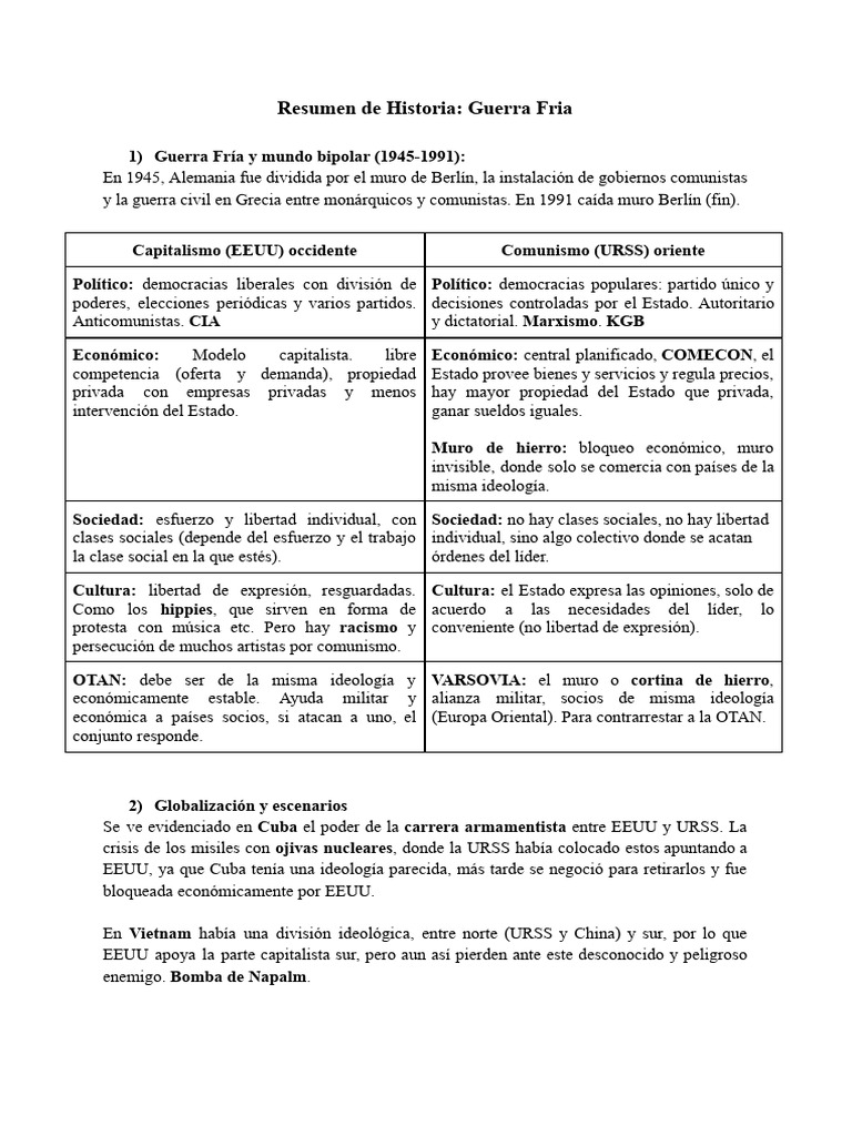 Resumen de Historia - Guerra Fria | PDF