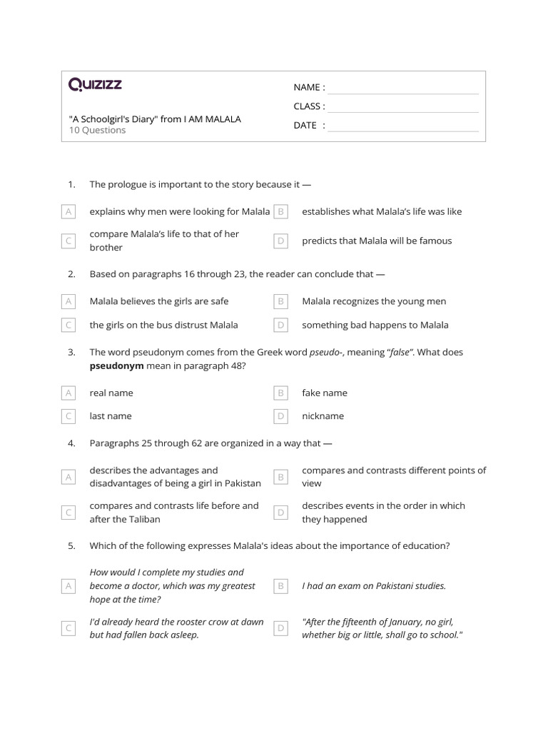 A Schoolgirl's Diary From I AM MALALA | PDF | Malala Yousafzai