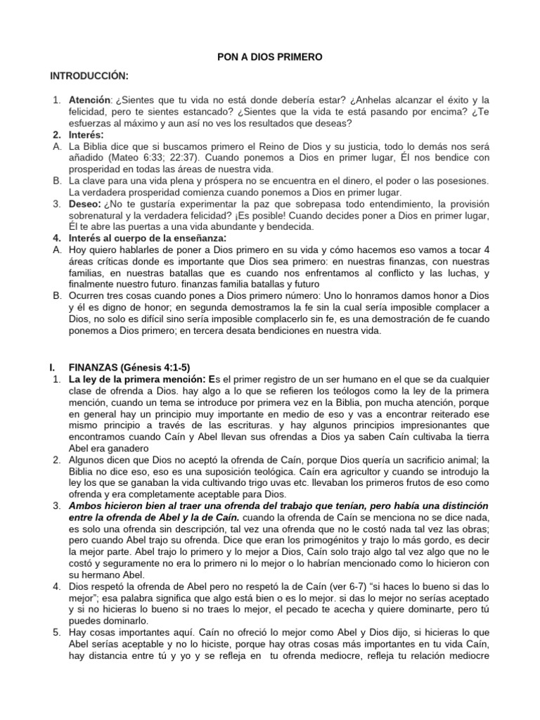 Pon A Dios Primero | PDF
