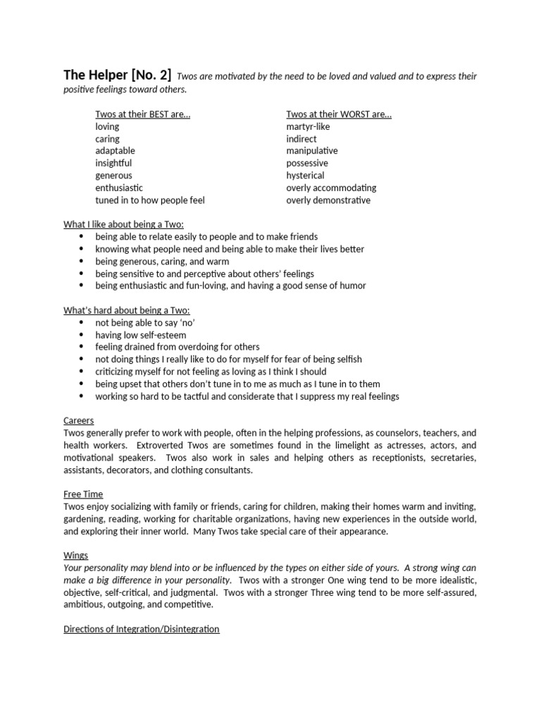 Enneagram - 2 The Helper | PDF