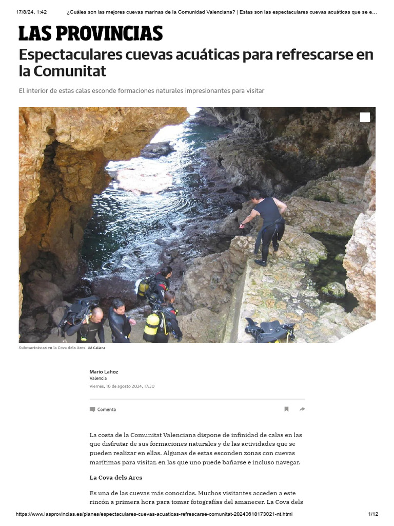 Espectaculares Cuevas Acuáticas para Refrescarse en La Comunitat | PDF