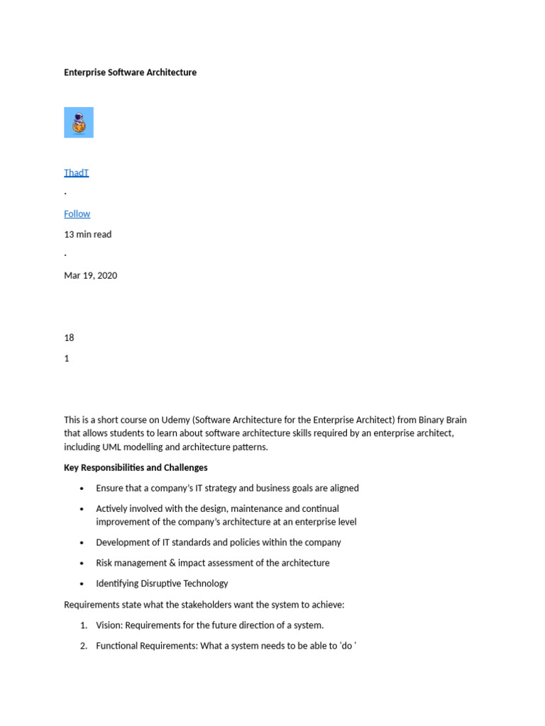 Enterprise Software Architecture | PDF