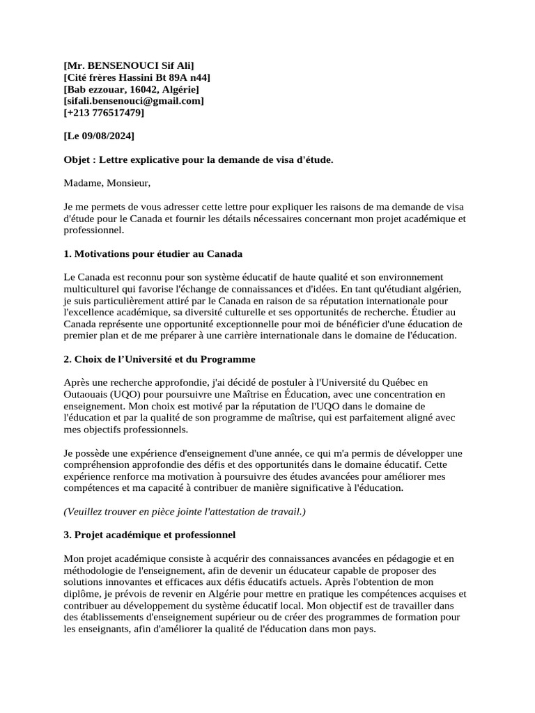 lettre explicative | PDF