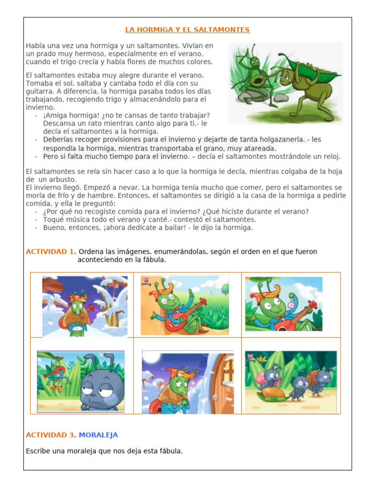 La Hormiga y El Saltamontes | PDF