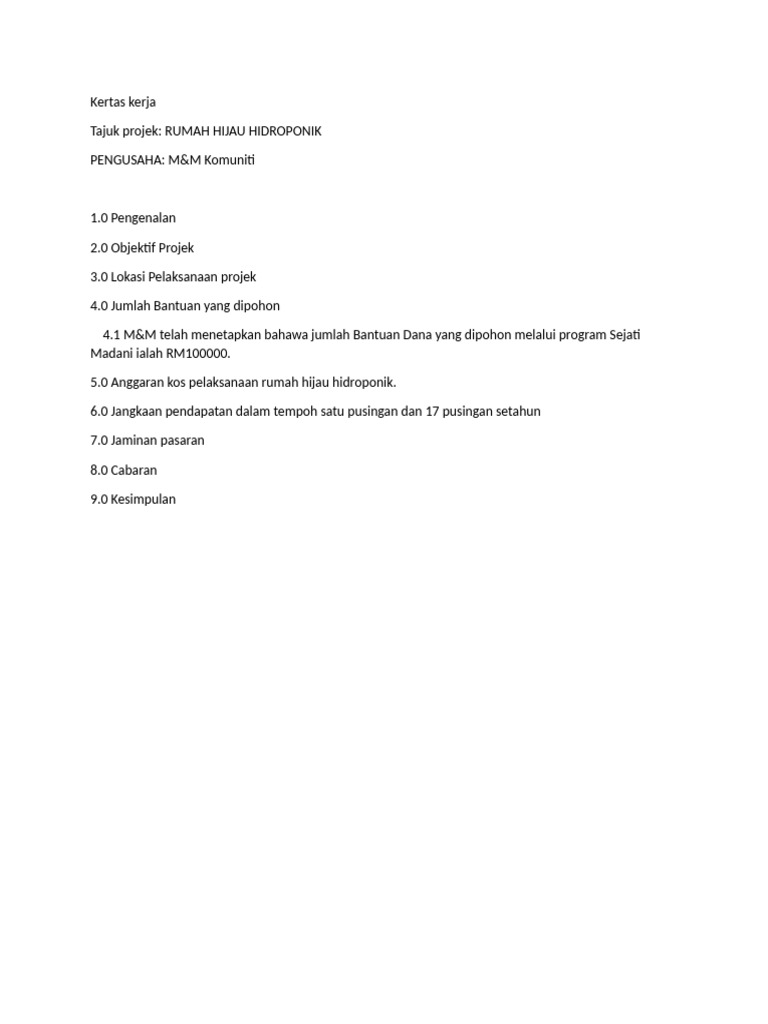 Format Kertas Kerja Ringkas | PDF