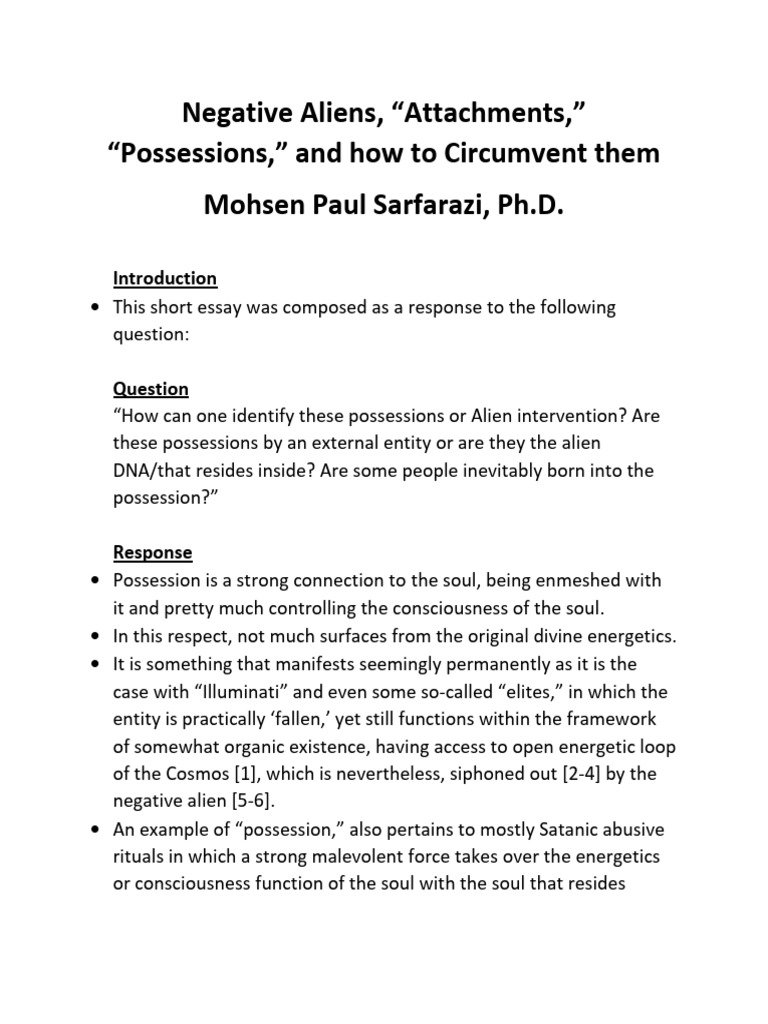 Negative Aliens Attachments Possessions | PDF