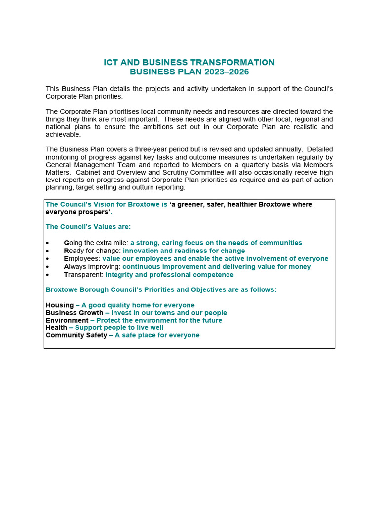 Ict Bustrans Business Plan 2023 26 | PDF