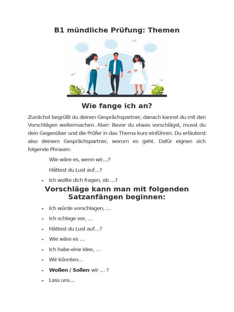 B1 Sprechen Teil 3 | PDF