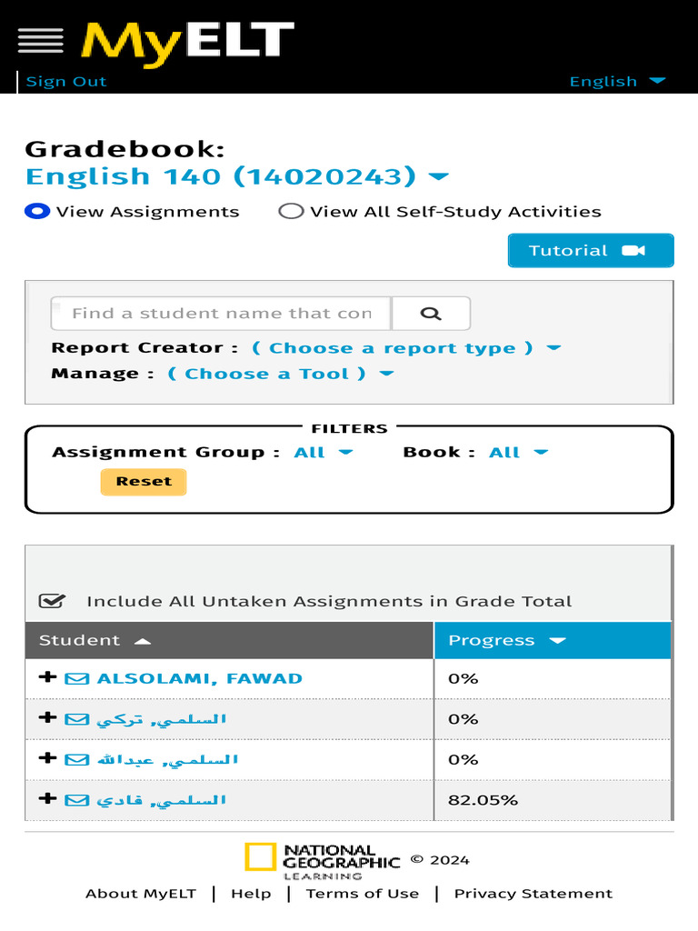 MyELT Online English Language Learning Gradeb | PDF